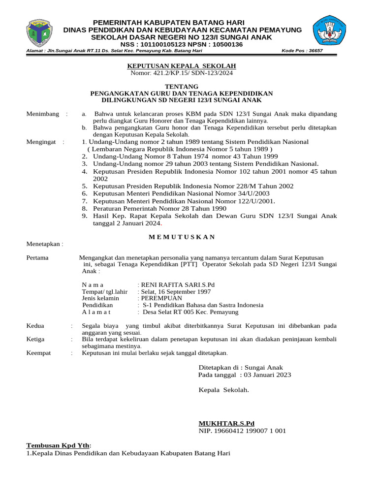 SK Reni Operator 2024 | PDF