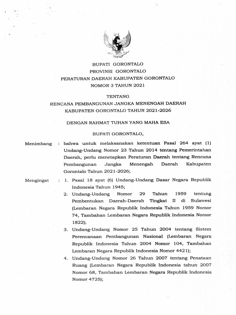 Perda No 3 Tahun 2021 Tentang RPJMD | PDF