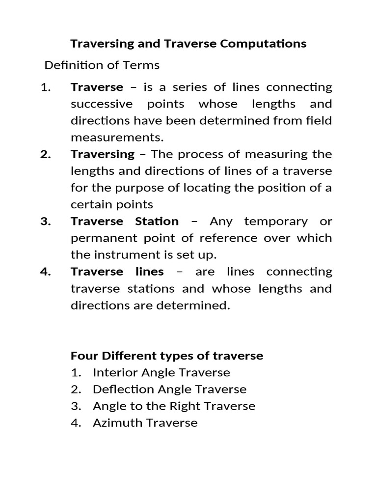 Traverse Types and Computations | PDF | Angle | Azimuth