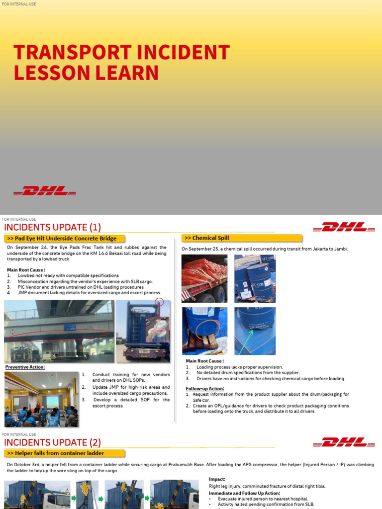CAPA & TRANSPORT INCIDENT LESSON LEARN_ | PDF | Truck | Transport