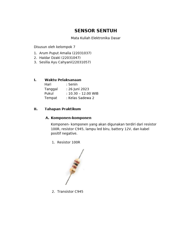 Laporan Praktikum Sensor Sentuh Fix | PDF