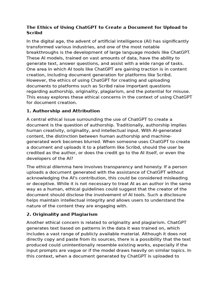 The Ethics of Using ChatGPT to Create a Document for Upload to Scribd ...