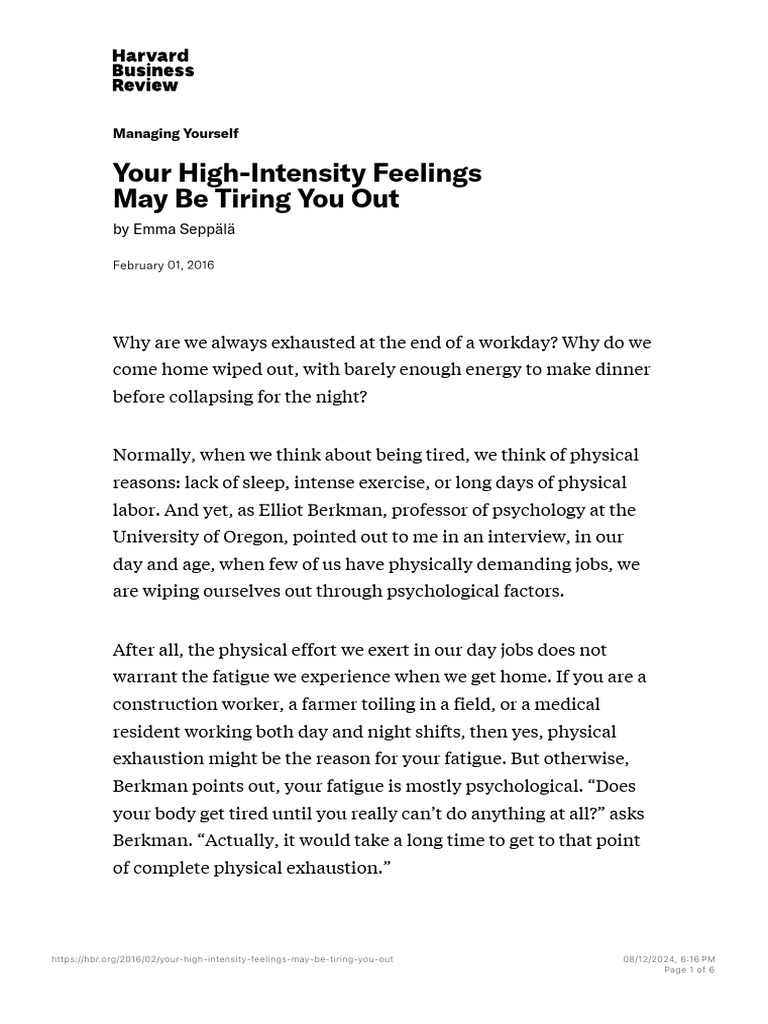 Your High-Intensity Feelings May Be Tiring You Out HBR Harvard Business ...
