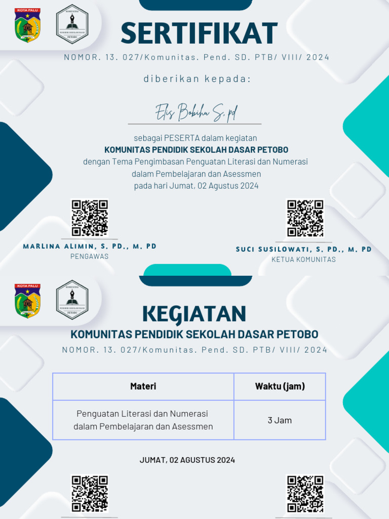 SERTIFIKAT LITERASI DAN NUMERASI-53-54 (1) | PDF