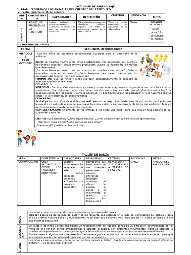 CONTAMOS LOS PERSONAJES DEL CUENTO DEL PATO FEO | PDF | Bailes