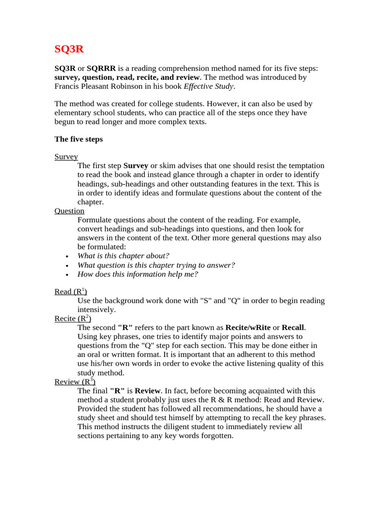 SQ3R | PDF