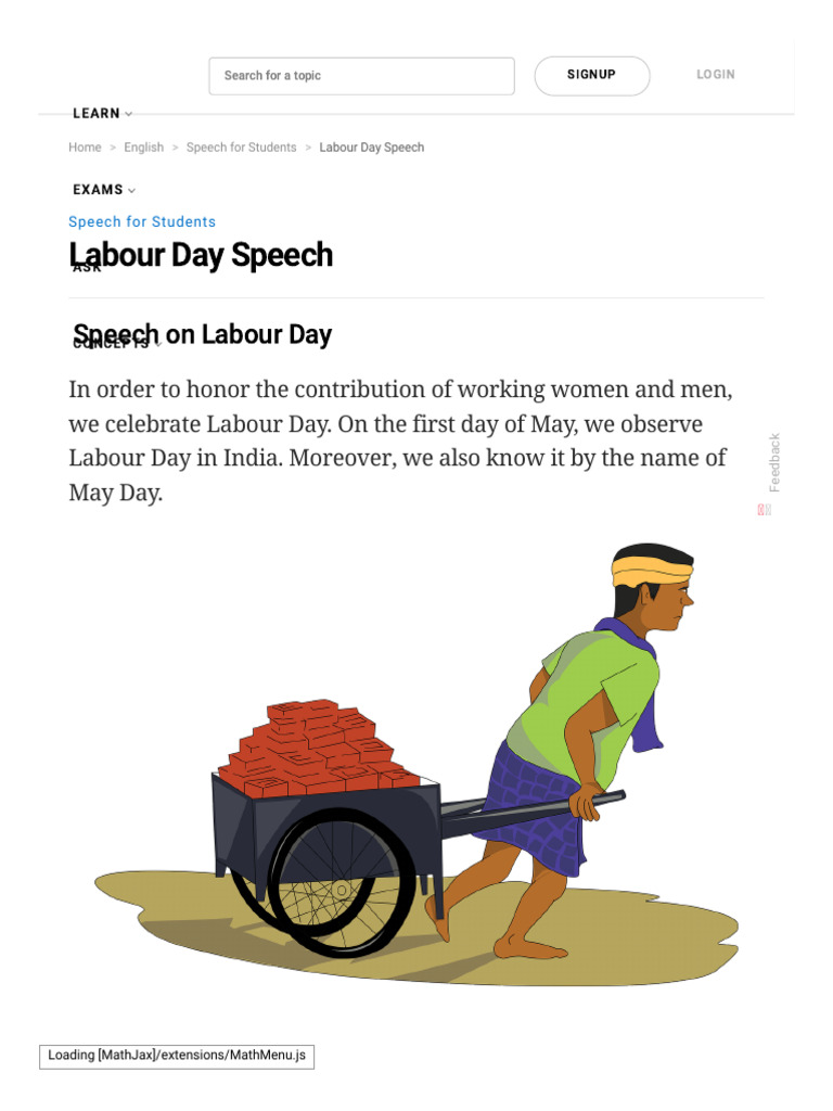 Speech on Labour Day for Students and Children _ 3 Minutes Speech | PDF