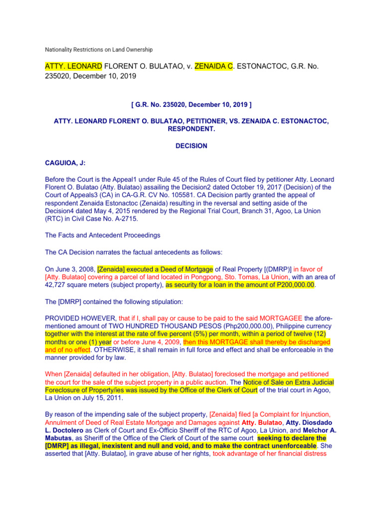 Land Ownership Legal Dispute | PDF | Foreclosure | Interest