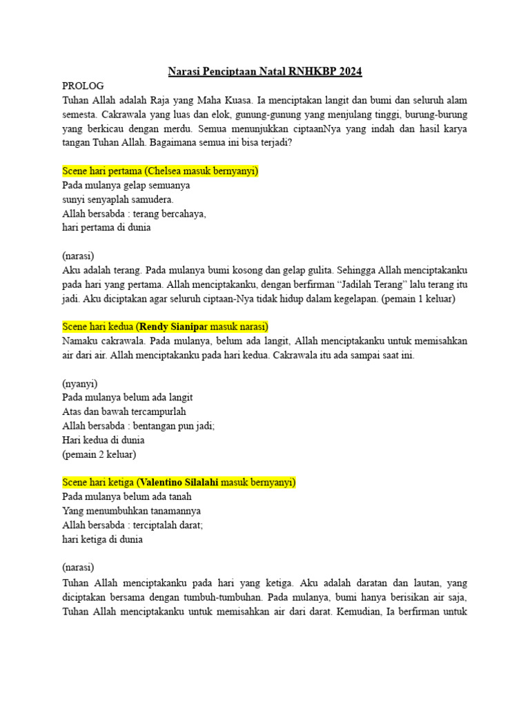 Narasi Penciptaan Natal | PDF