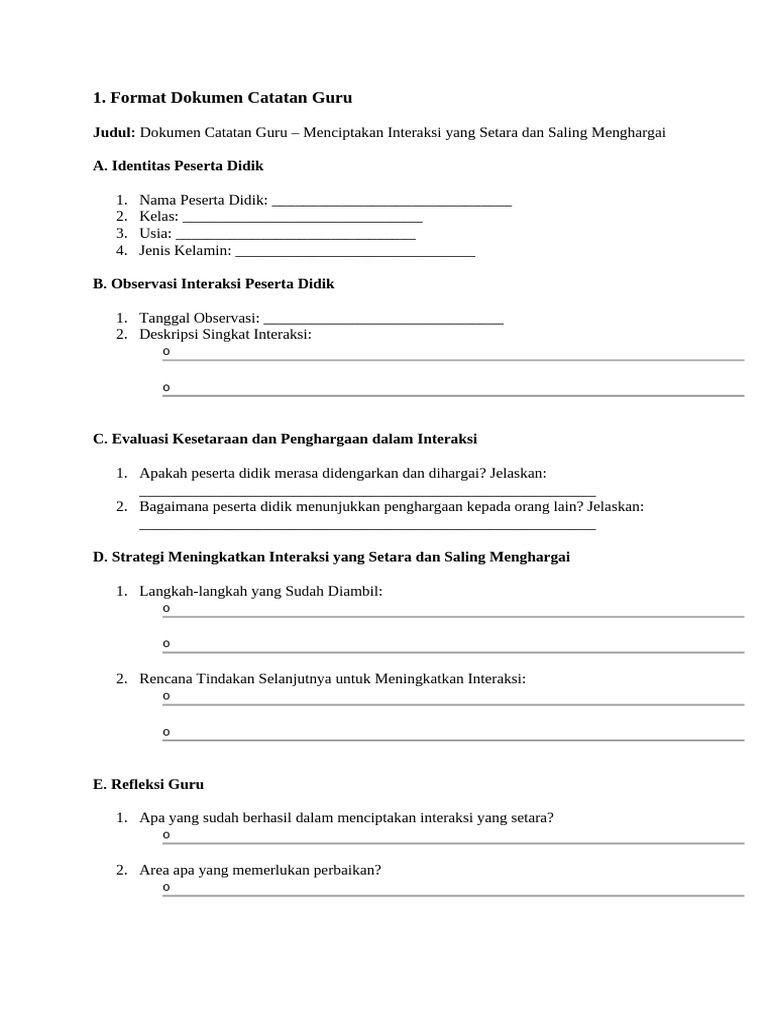 FORMAT CATATAN GURU 1 | PDF