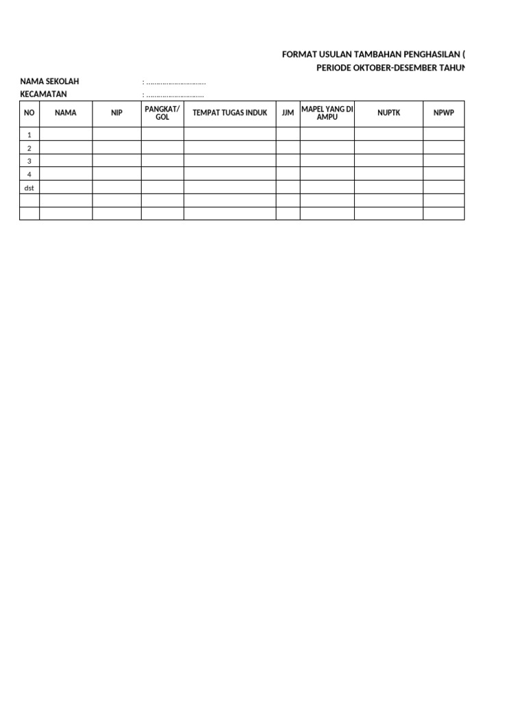 Format Lampiran Tamsil 2024 | PDF