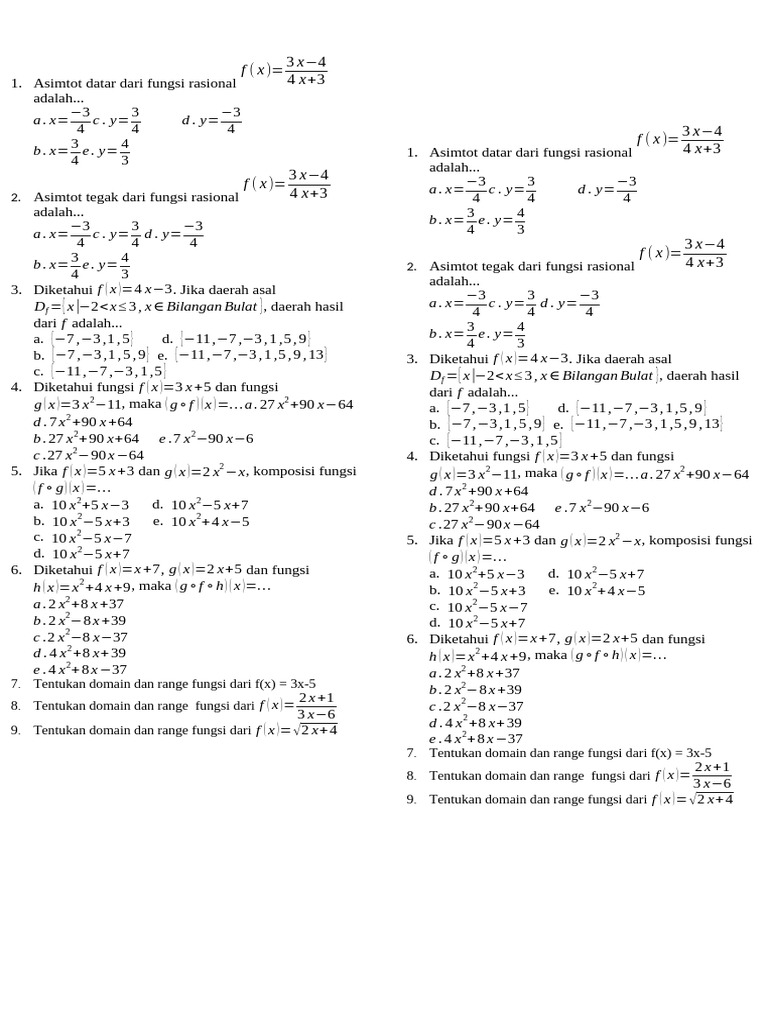 FUNGSI KELAS 11 | PDF