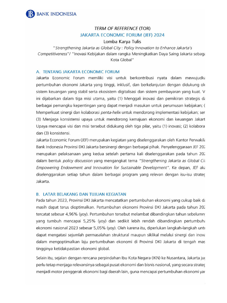 TOR Lomba Karya Tulis JEF 2024 2 | PDF