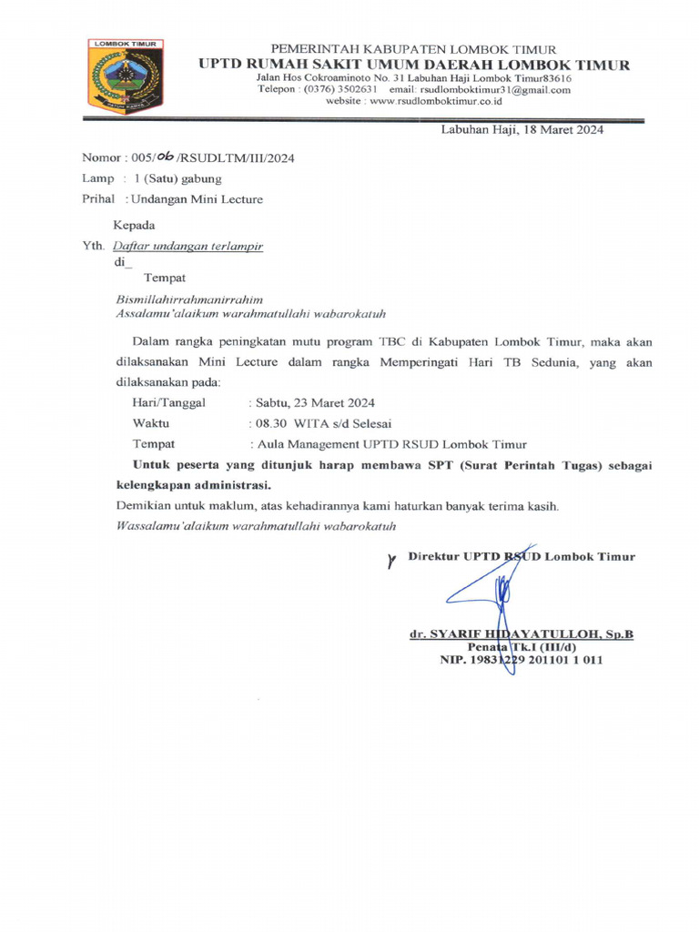 undangan mini lecture tb | PDF