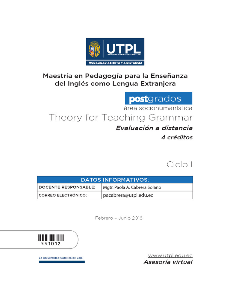 E551012 - Distancia - Theory of Teaching Grammar | PDF | Grammar | Second Language