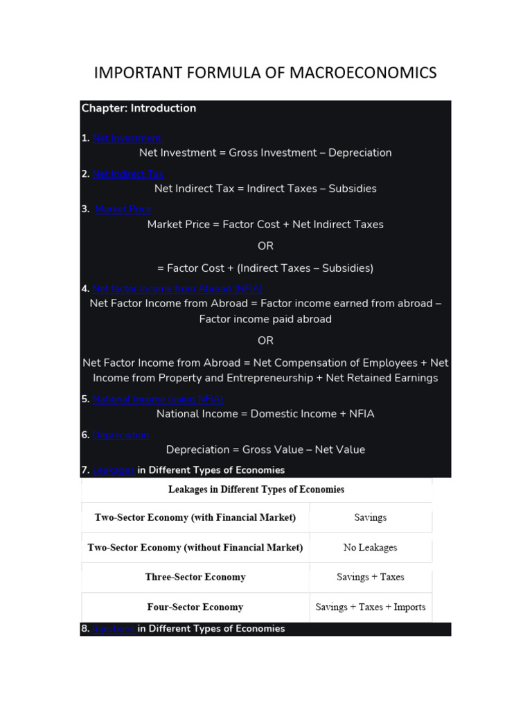 formulla eco | PDF | Money Supply | Measures Of National Income And Output
