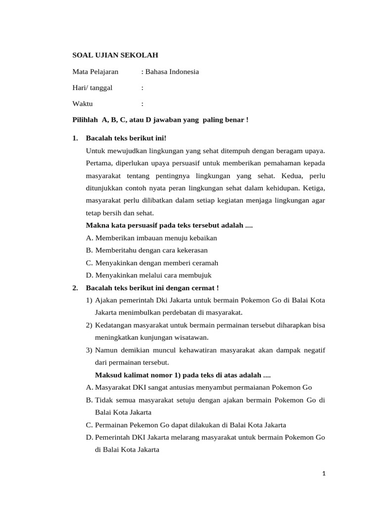 Soal Us Bindo 2023 | PDF