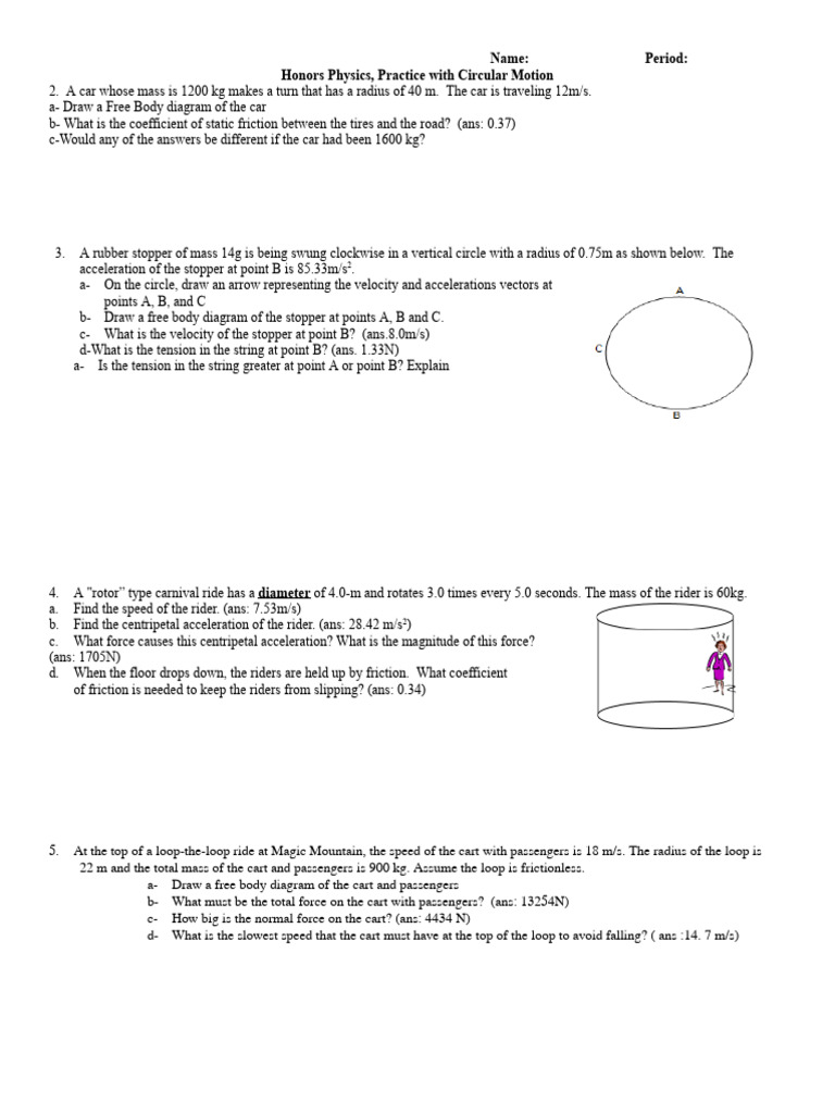 Practice With Circular Motion | PDF | Temporal Rates | Applied And ...
