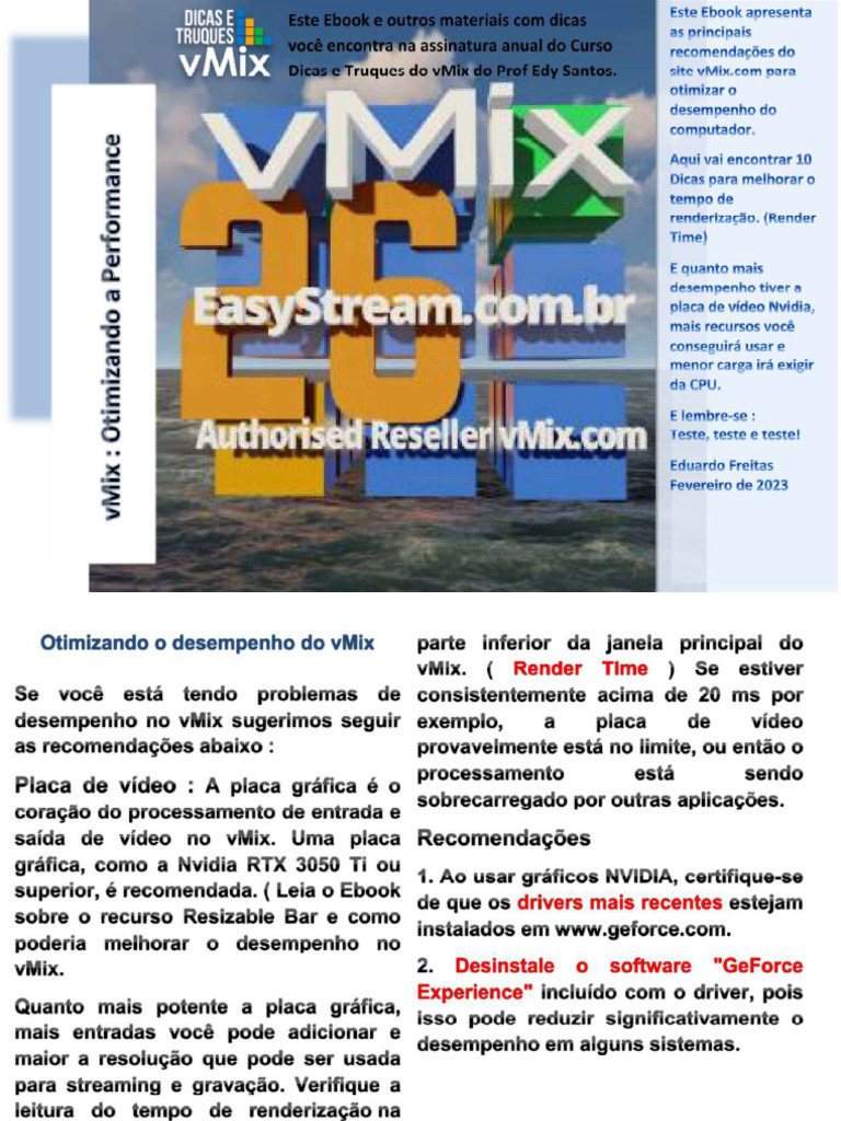 Ebook Vmix Performance 2023 Vmix | PDF