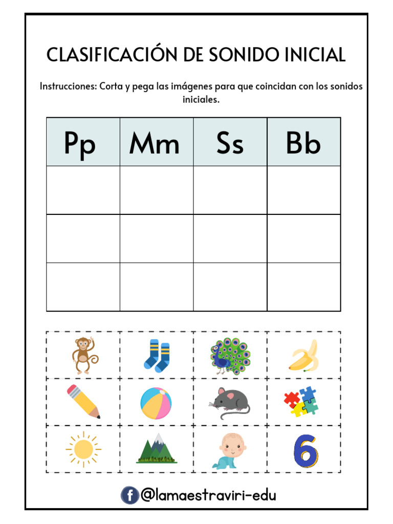 Clasificación de Sonidos Iniciales | PDF