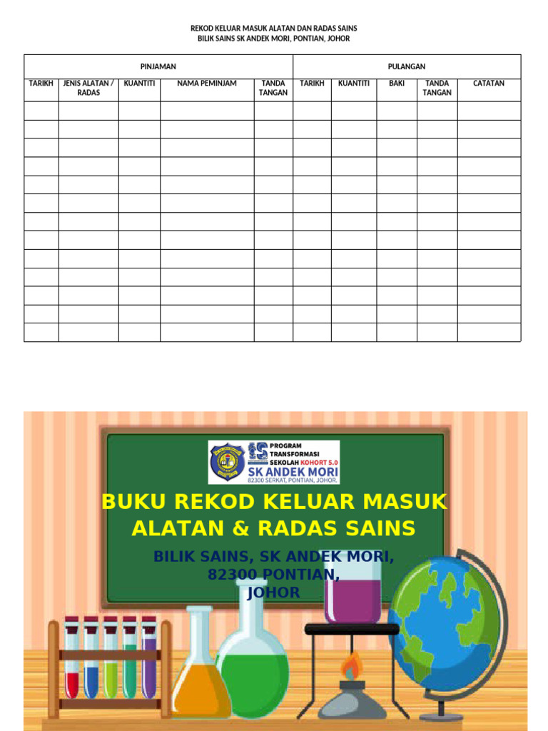 Rekod Keluar Masuk Alatan Dan Radas Sains | PDF
