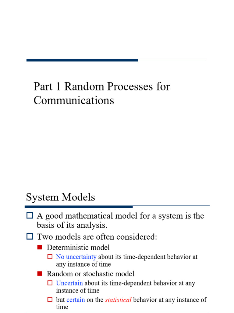 Part 1 Random Processes For | PDF | Stationary Process | Autocorrelation