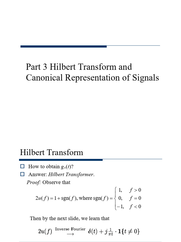 Part 3 Hilbert Transform and | PDF | Theoretical Physics | Signal ...