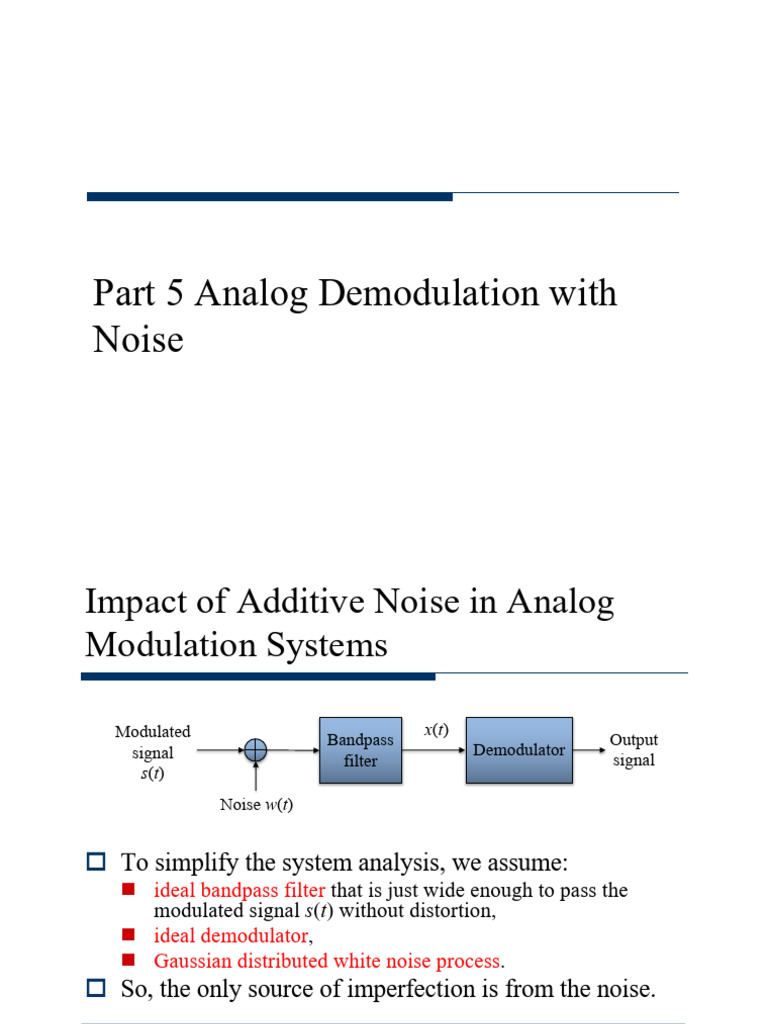Part 5 Analog Demodulation With Pdf Modulation Signal To Noise Ratio