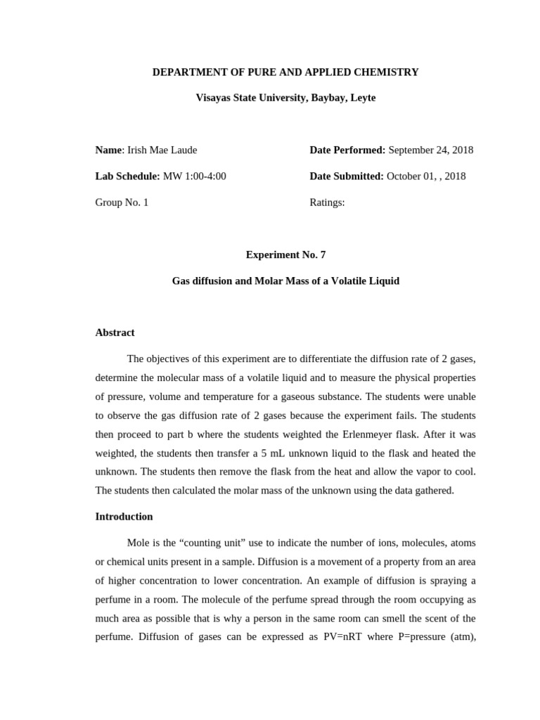 lab report 7 | PDF | Gases | Ammonia
