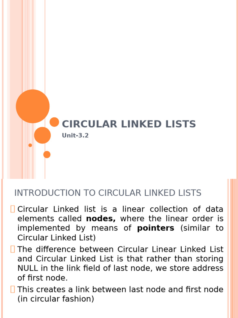 Unit-3.2 Circular Linked List | PDF | Data | Algorithms And Data Structures