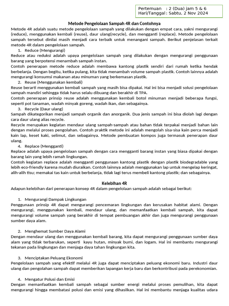Materi jam 5 & 6 Solusi Mengatasi Penumpukan Sampah | PDF Materi jam 5 & 6 Solusi Mengatasi Penumpukan Sampah | PDF