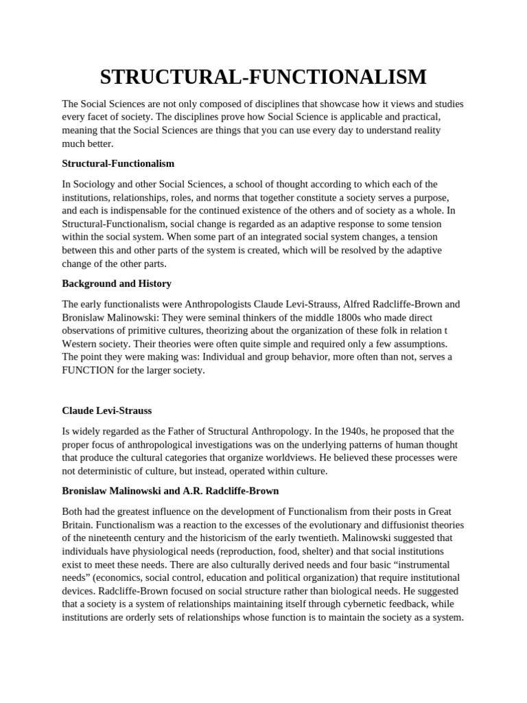Structural-Functionalism | PDF | Social Structure | Systems Theory