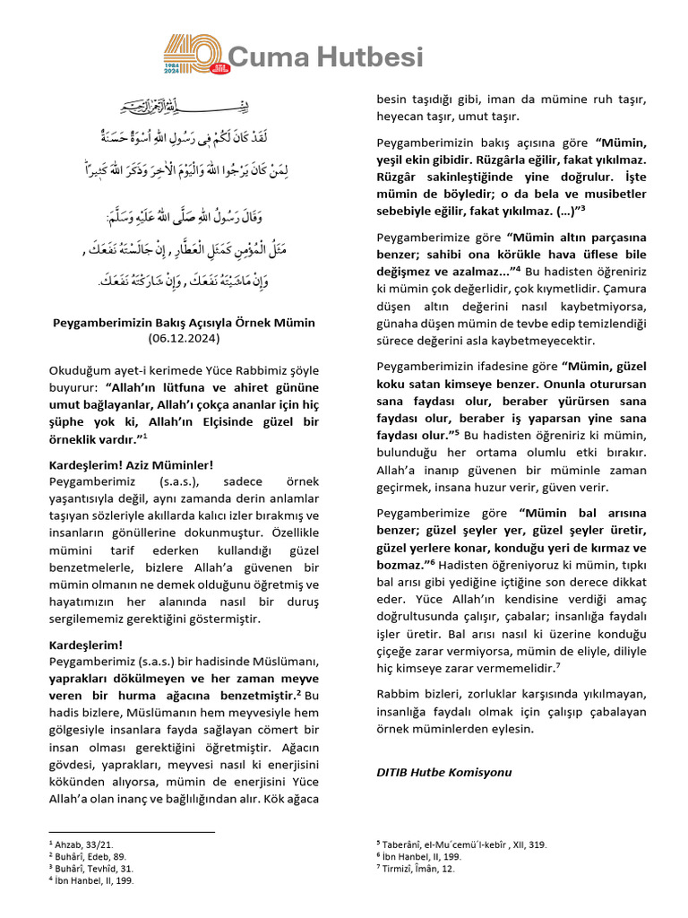 Hutbe TR 20241206 | PDF