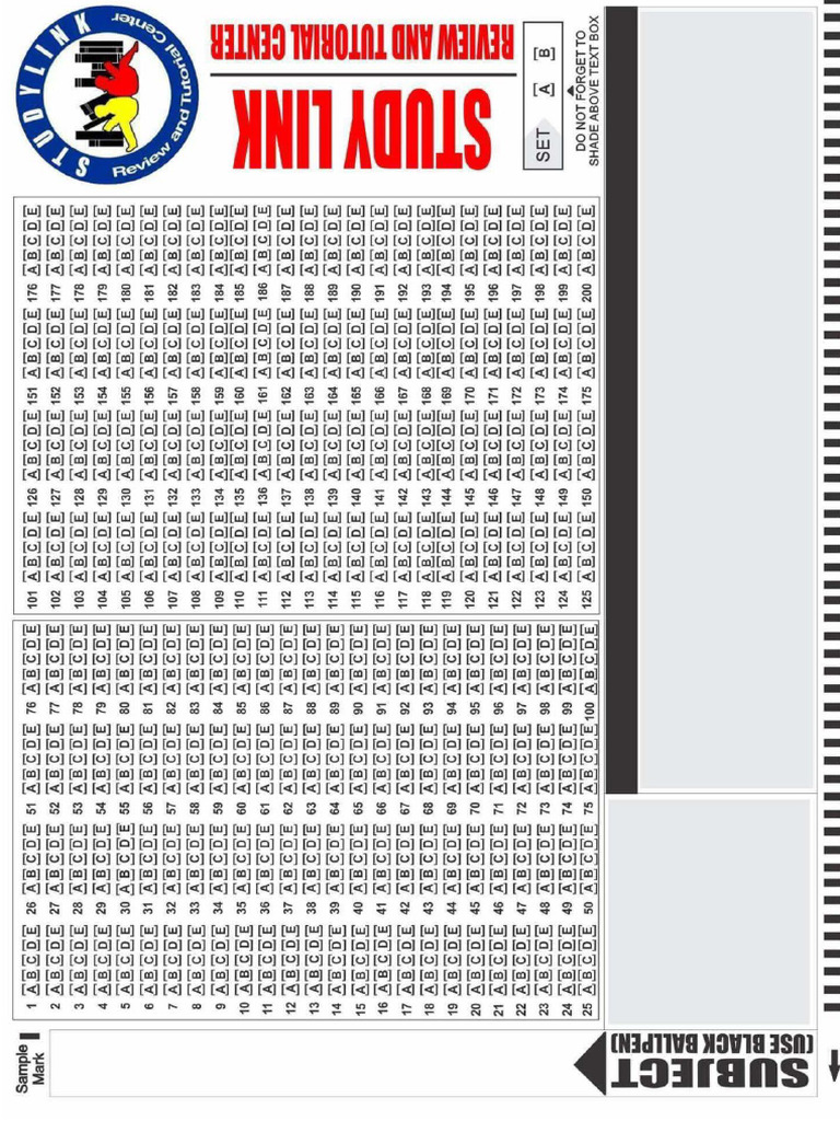Practice Test Sheet | PDF