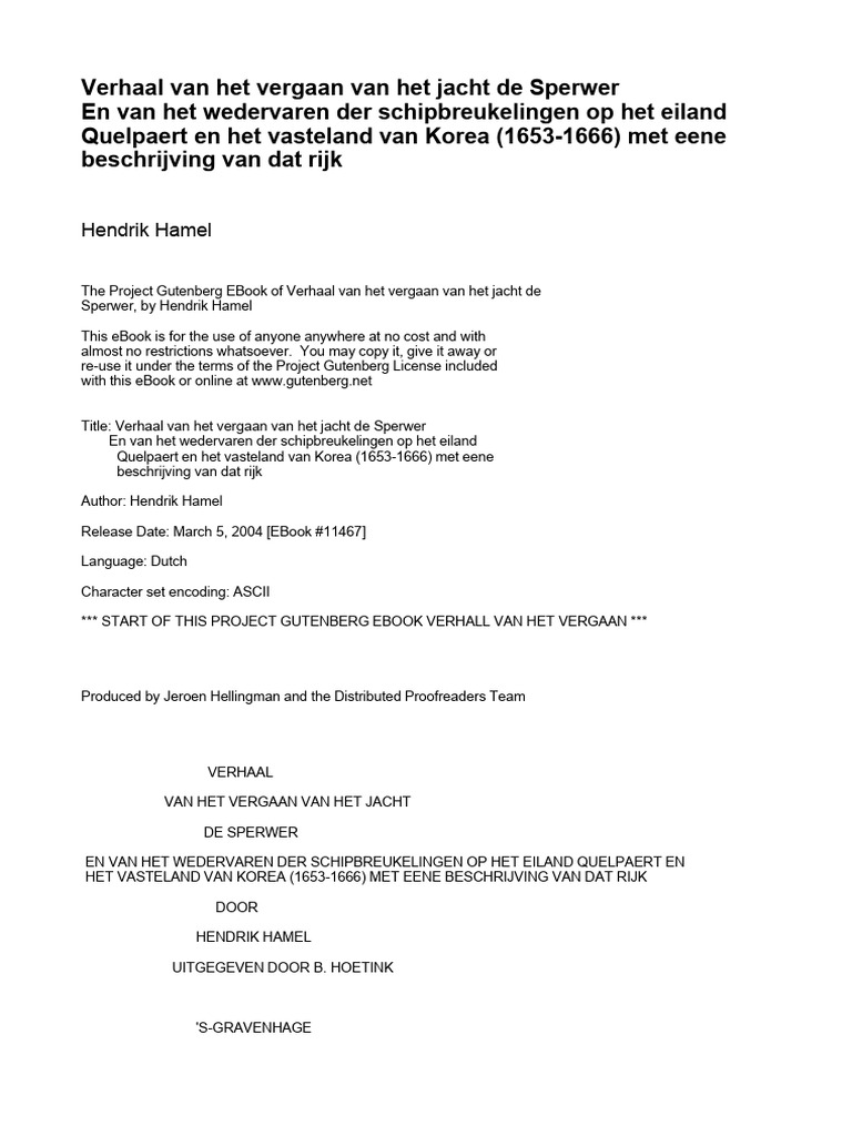 Verhaal van het vergaan van het jacht de Sperwer | PDF