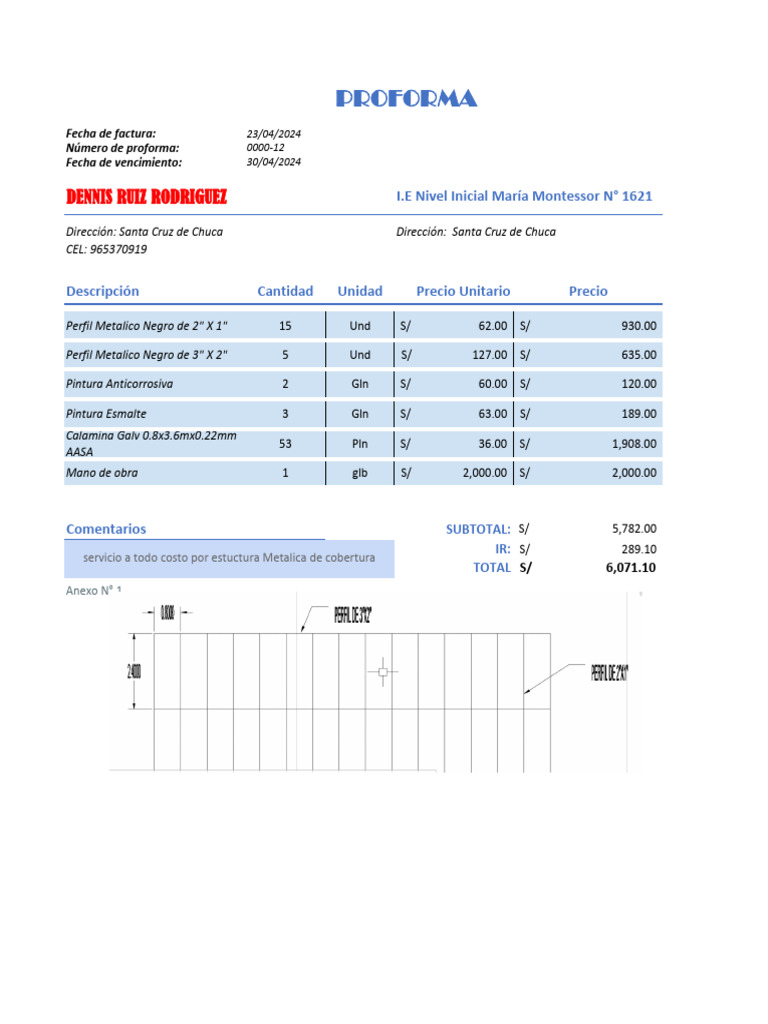 Proforma: Estructura Metálica | PDF