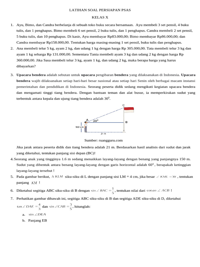 LATIHAN PSAS KLS X 2024_2025 | PDF
