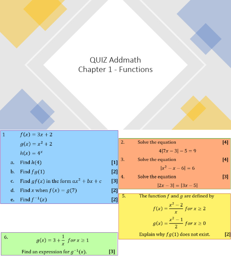 Quiz Addmath Ch1 | PDF