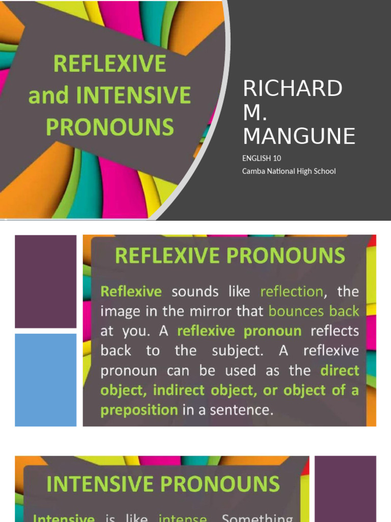 Reflexive & Intensive Pronouns | PDF