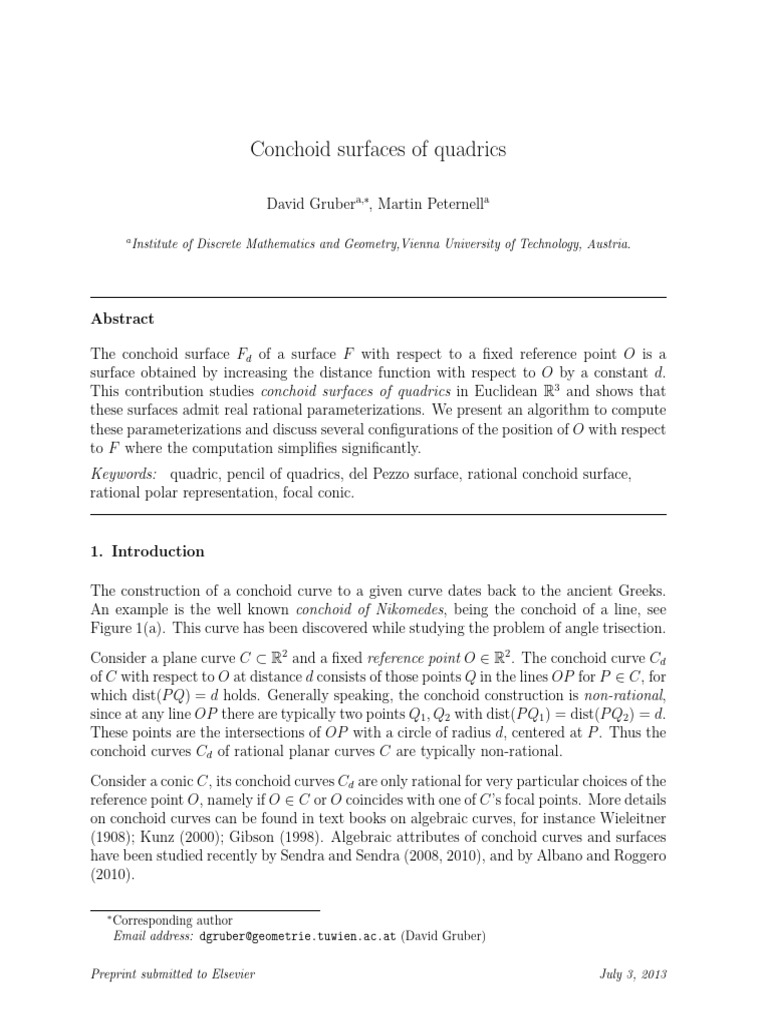 Paper - Conchoid Surfaces of Quadrics - Nº01 | PDF | Euclidean Vector | Rotation