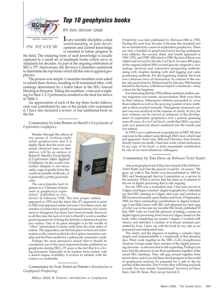 Top 10 geophysics books | PDF | Geophysics | Applied And Interdisciplinary Physics