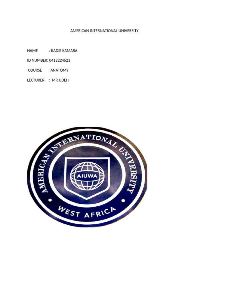 Anatomy Assignment 2 | PDF