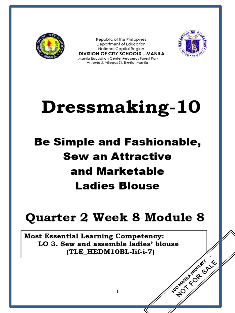 Dressmaking Module for Students | PDF | Seam (Sewing) | Clothing