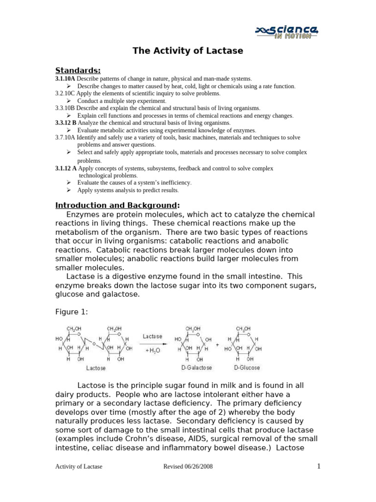 lactase | PDF | Enzyme | Metabolism