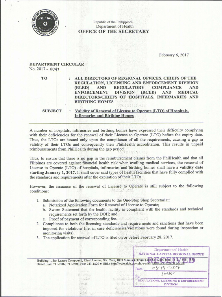 Dept. Circular No. 2017-0047 | PDF