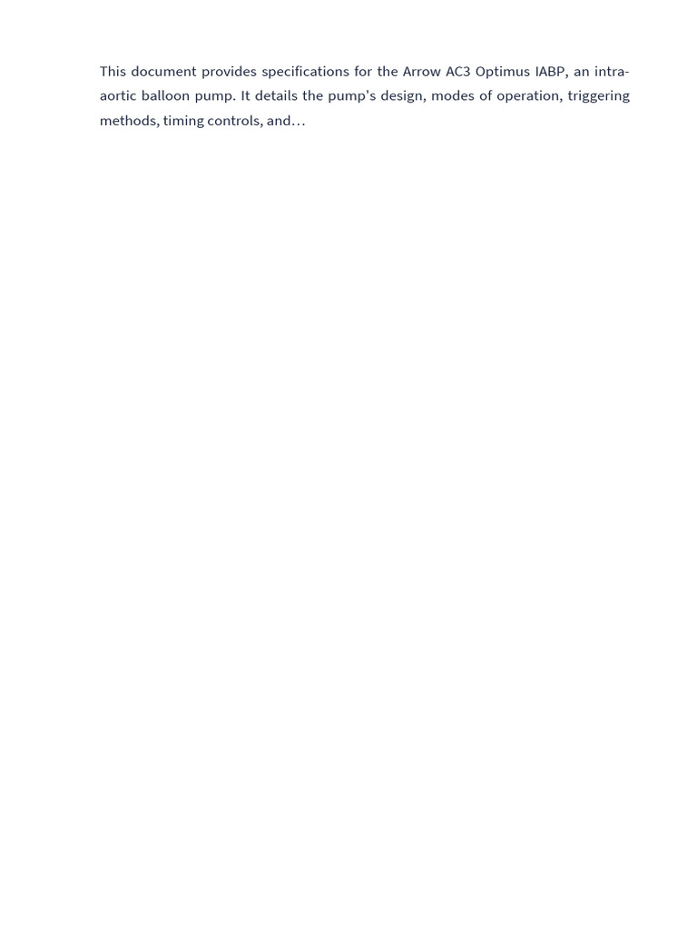 Arrow AC3 Optimus IABP Specifications | PDF