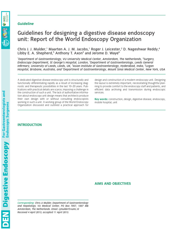 Guideline Designing Digestive Disease Endo Unit | PDF | Endoscopy ...