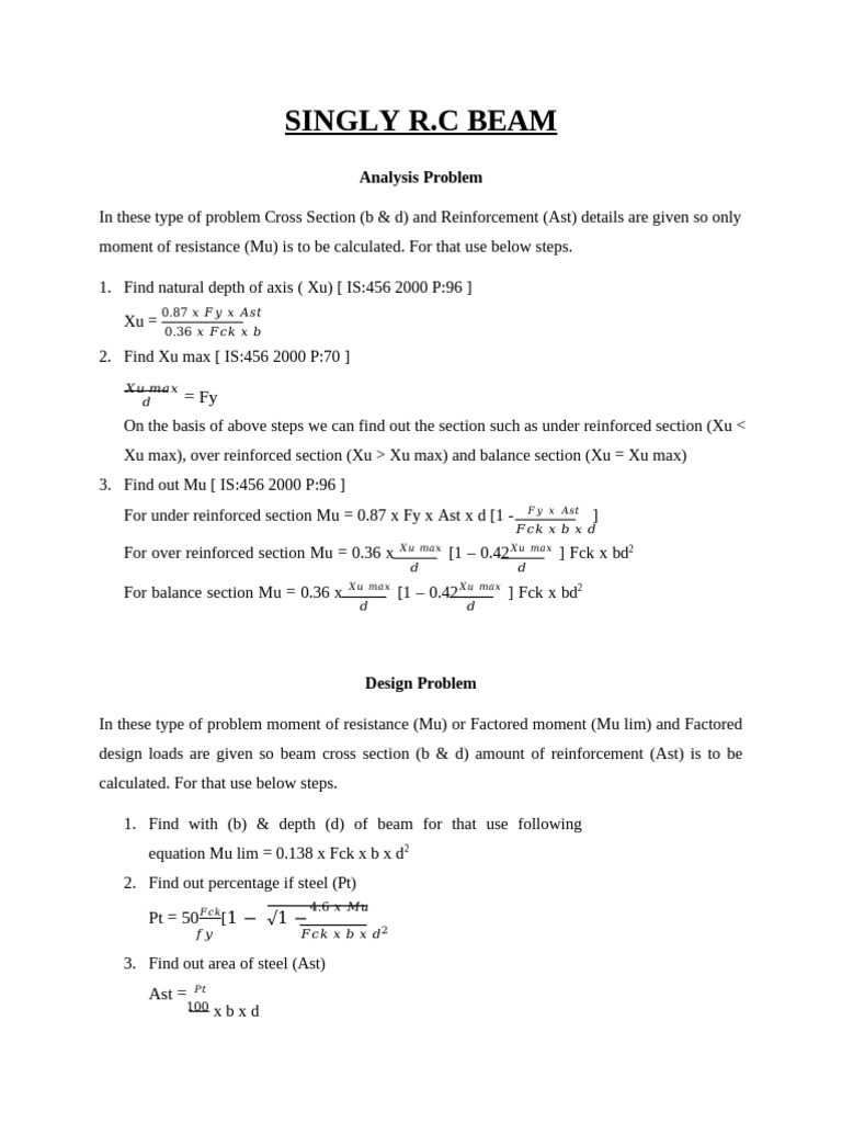 Design Steps For RCC | PDF | Column | Beam (Structure)
