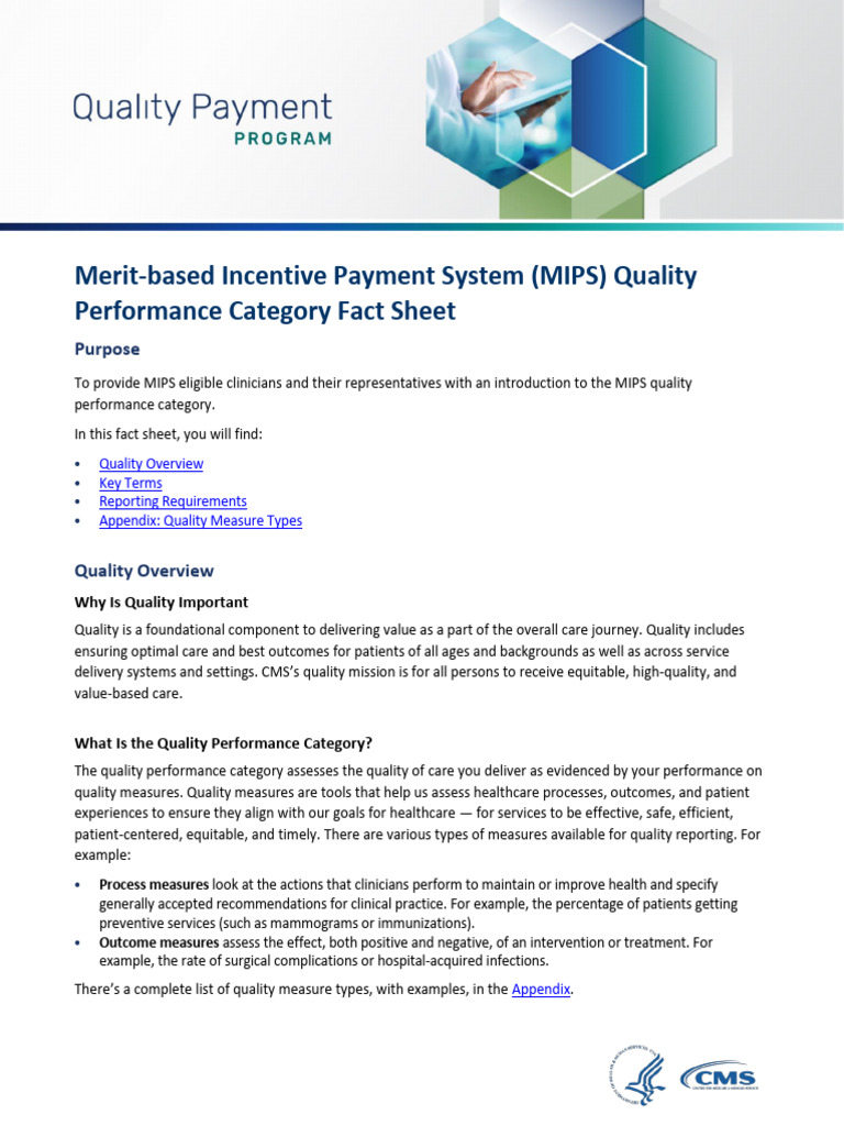 MIPS Quality Performance Category Fact Sheet | PDF | Health Care ...