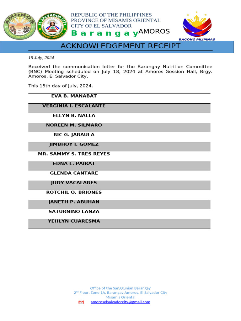 Acknowledgement BNC | PDF